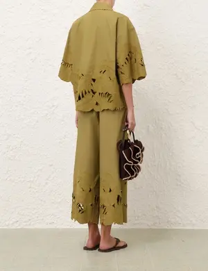 Zimmermann Mahon Embroidered Cropped Pant