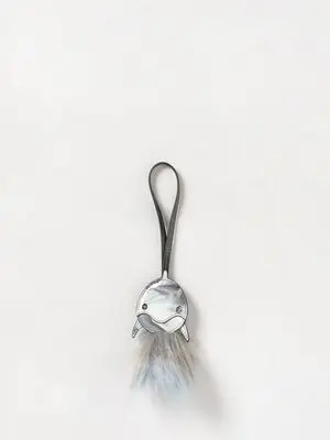 DIESEL® Shark Keychain With Faux Fur Tail - Grey