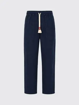 MC2 SAINT BARTH Slim Fit Linen Trousers With Drawstring Waist - Navy
