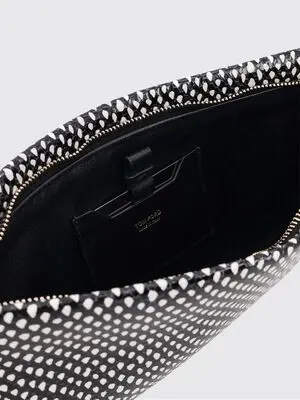 TOM FORD Python-print Calfskin Clutch With Side Handle - Black