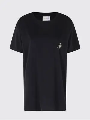 Attico Crew Neck Cotton T-shirt With Printed Logo - Black