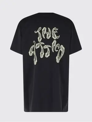 Attico Crew Neck Cotton T-shirt With Printed Logo - Black