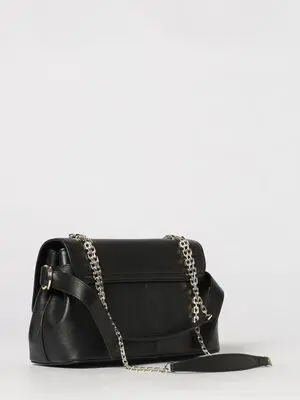 Patrizia Pepe Flared Smooth Leather Shoulder Bag With Sliding Chain Handle