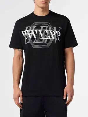 Philipp Plein Crew Neck Cotton Jersey T-shirt With Monogram Logo Print