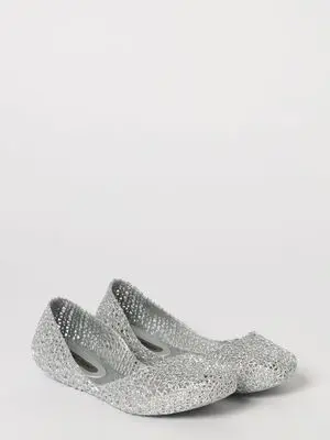 Melissa Campana Perforated Glitter Pvc Ballet Flats - Silver
