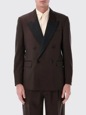 LARDINI Double-breasted Peak Lapel Blazer In Pure Virgin Wool