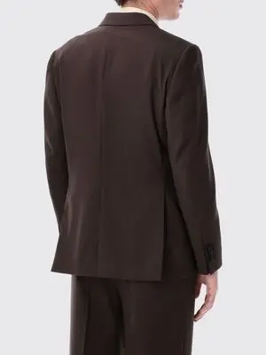 LARDINI Double-breasted Peak Lapel Blazer In Pure Virgin Wool