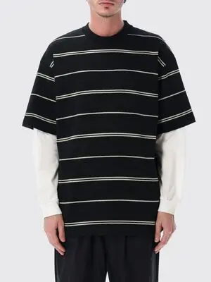 Comme Des Garçons Double-layer Long-sleeved Striped Cotton T-shirt