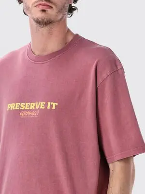 Gramicci Relaxed Fit Cotton T-shirt With Graphic Print And Dropped Shoulders - Amaranth