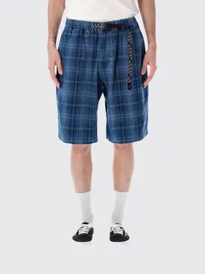 Gramicci Check Cotton Shorts With Elasticated Waistband And Drawstring - Blue