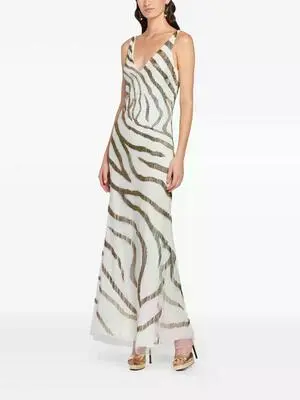 Roberto Cavalli Zebra Bead Embroidered Gown