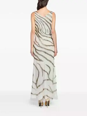 Roberto Cavalli Zebra Bead Embroidered Gown