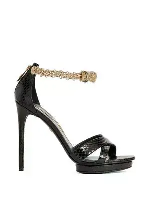 Roberto Cavalli Embellished Stiletto Sandals With Gold-tone Hardware