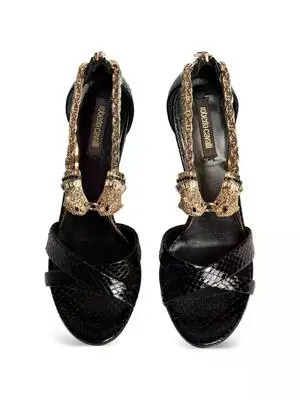 Roberto Cavalli Embellished Stiletto Sandals With Gold-tone Hardware