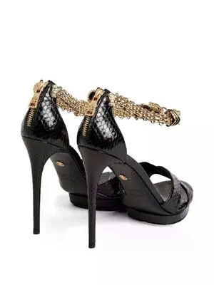 Roberto Cavalli Embellished Stiletto Sandals With Gold-tone Hardware