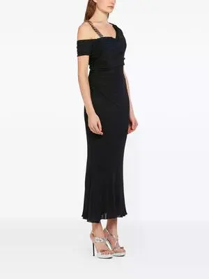 Roberto Cavalli Off-the-shoulder Chain Strap Maxi Dress