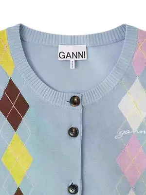 GANNI Argyle Pattern Cardigan