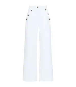 Max Mara Cotton Wide-leg Trousers - White