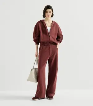 Brunello Cucinelli French Terry Zip-front Hoodie With Monili Beading - Red