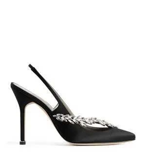 Balenciaga X Manolo Blahnik Embellished Slingback Heels 105 - Black