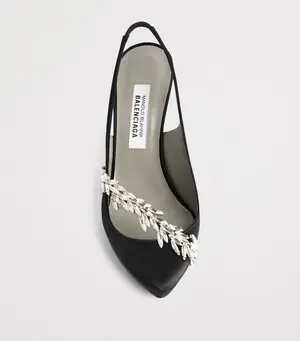 Balenciaga X Manolo Blahnik Embellished Slingback Heels - Black
