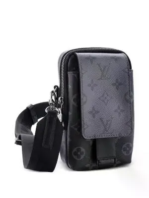 LOUIS VUITTON Double Phone Pouch Nm Reverse Monogram Eclipse Canvas Crossbody Bag