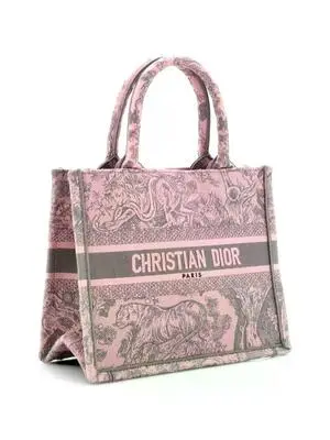 Dior Book Embroidered Canvas Small Tote Bag - Grey