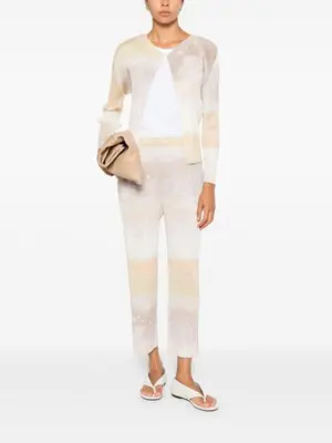Issey Miyake Pleated Cropped Trousers - Beige