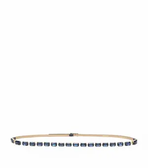 Max Mara Leather Jewelled Belt - Navy