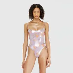 DIESEL® Diesel Floral Metallic Lace-Up One-Piece Swimsuit Violet
