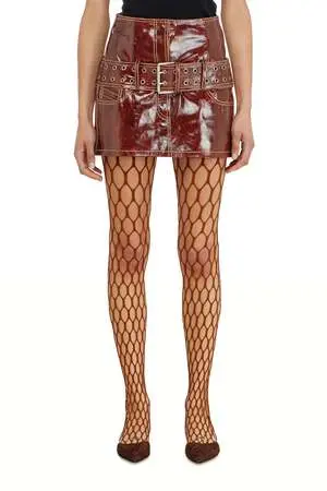 DIESEL® Patent Leather Belted Mini Skirt - Red
