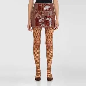 DIESEL® Patent Leather Belted Mini Skirt - Red