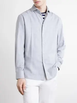 Brunello Cucinelli Herringbone Cotton And Lyocell-blend Shirt