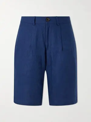 Oliver Peoples Coney Pleated Linen Shorts - Blue