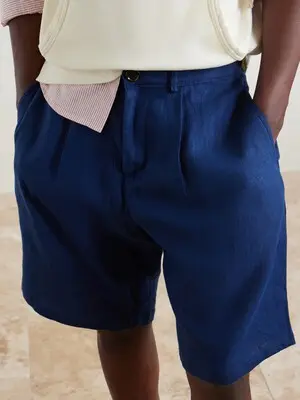 Oliver Peoples Coney Pleated Linen Shorts