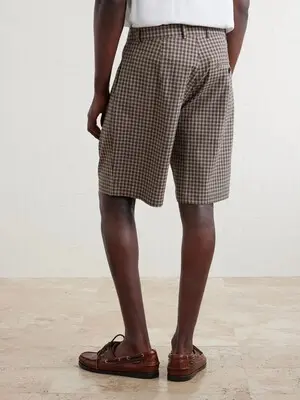 Oliver Peoples Leaman Pleated Checked Cotton-blend Shorts