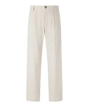 Oliver Peoples Morton Straight-leg Pleated Cotton And Linen-blend Trousers - Neutrals