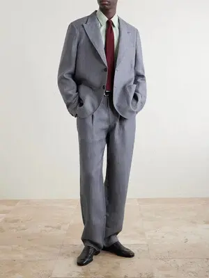 Oliver Peoples Morton Straight-leg Pleated Striped Linen Trousers