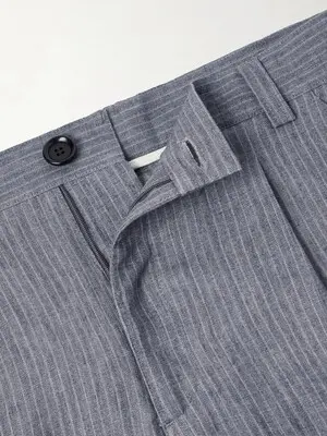 Oliver Peoples Morton Straight-leg Pleated Striped Linen Trousers