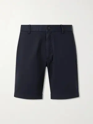 Sunspel Straight-leg Cotton-blend Twill Chino Shorts - Blue