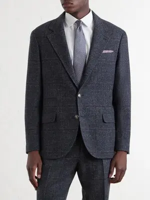 Brunello Cucinelli Checked Silk, Wool And Cashmere-blend Suit Jacket