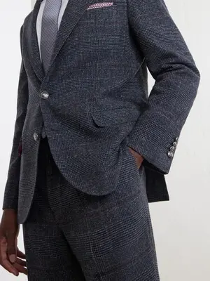 Brunello Cucinelli Checked Silk, Wool And Cashmere-blend Suit Jacket