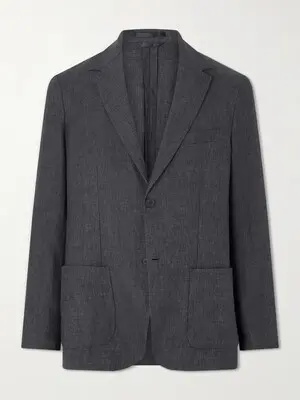 Sunspel Single-breasted Linen Suit Jacket - Gray