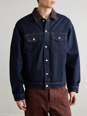 Nn07 Roy 1882 Corduroy-trimmed Organic Denim Jacket