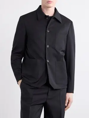 Barena Venezia Wool-blend Gabardine Overshirt - Black