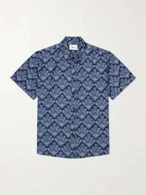 Nn07 Deon Printed Woven Shirt - Navy