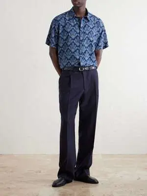 Nn07 Deon Printed Woven Shirt - Navy