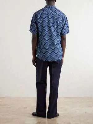 Nn07 Deon Printed Woven Shirt - Navy