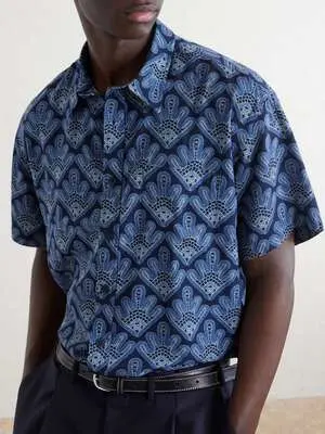 Nn07 Deon Printed Woven Shirt - Navy