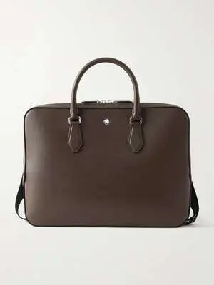 Montblanc Logo-appliquéd Textured-leather Briefcase - Brown